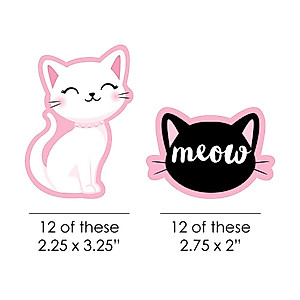 Big Dot of Happiness Purr-fect Kitty Cat - Paper Straw Decor - Kitten Meow Baby Shower or Birthday Party Striped Decorative Straws - Set of 24