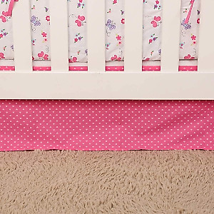 Brandream Garden Birds Floral Crib Bedding Sets for Girls | 3-Piece Pink Butterfly Nursery Set | Baby Quilt, Fitted Crib Sheet, Dust Ruffled Included - Animal Owl