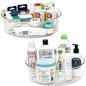 YCLADEC 4 Pack Lazy Susan 11.5" Inch Turntable Organizer Organization Storage Container Bins Spice Rack Cabinet Rotating Condiment for Pantry Countertop Kitchen Vanity Bathroom Jewelry Holder Clear