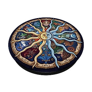 Zodiac Astrology Wheel Star Sign Symbol Astrology Birth Grip PopSockets PopGrip: Swappable Grip for Phones & Tablets PopSockets Standard PopGrip