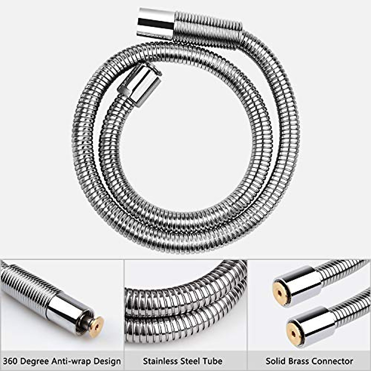 COOLWEST Flexible Metal Stainless Steel Hose 44 Inch for All Commercial Pre-Rinse Kitchen Sink Faucets Flexible Hose Replacement (111CM 44")