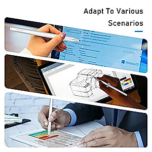 Pen for Surface - Stylus Pen for Microsoft Surface Pro 9/8/X/7/6/5/4/3/Surface 3/go/go 2/go 3/Book/Laptop/Studio - Palm Rejection Pencil for Windows, HP, ASUS - Silver