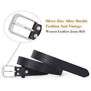 WHIPPY Women Casual Leather Belt for Jeans, Fashion Ladies Waist Dress Belt (Fit Waist Size 25-31 Inches, Black)