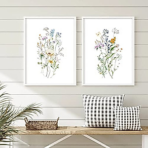 Floral Prints Wall Art Wildflower Nursery Decor Watercolor Poster Flower Picture Wildflower Wall Art Floral Canvas Flowers Market Poster Wildflower Art Studio Vintage Botanical Wall Art 16x24 Inchx2 Unframed