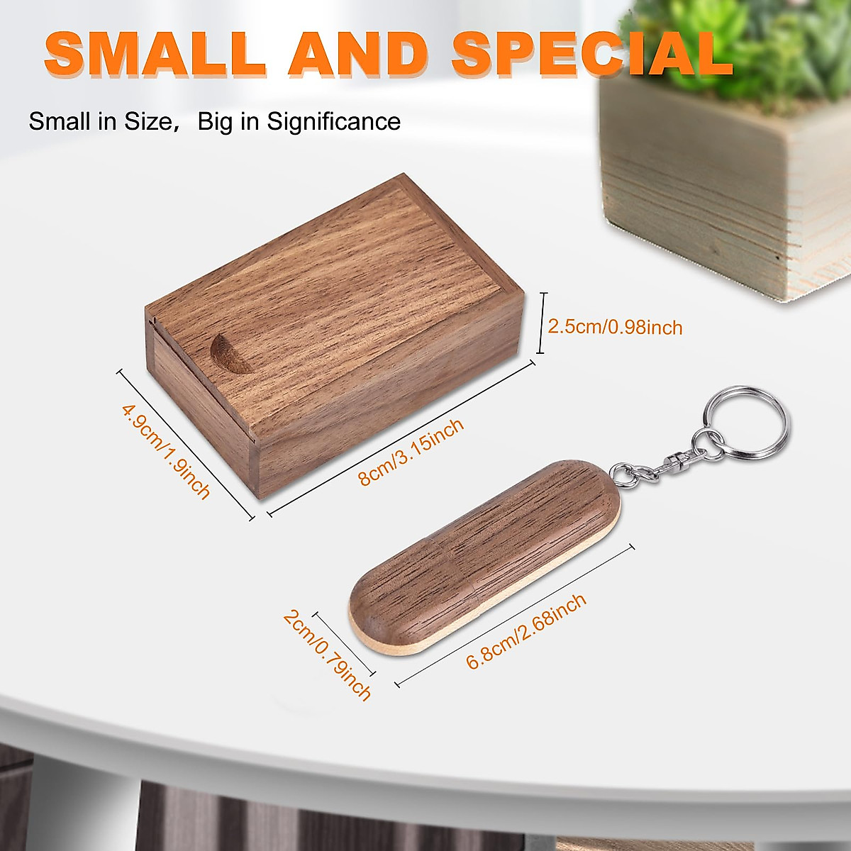 USB 2.0 Flash Drive Two-Color Wood USB 2.0 Memory Stick Pen Drives with Wooden Box (32GB, Tan)