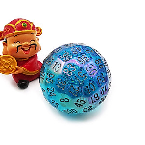 Bescon Dazzling Blue 100 Sided Dice, Game Dice D100, Polyhedral Solid 100 Sides Dice 45MM in Diameter (1.8inch)