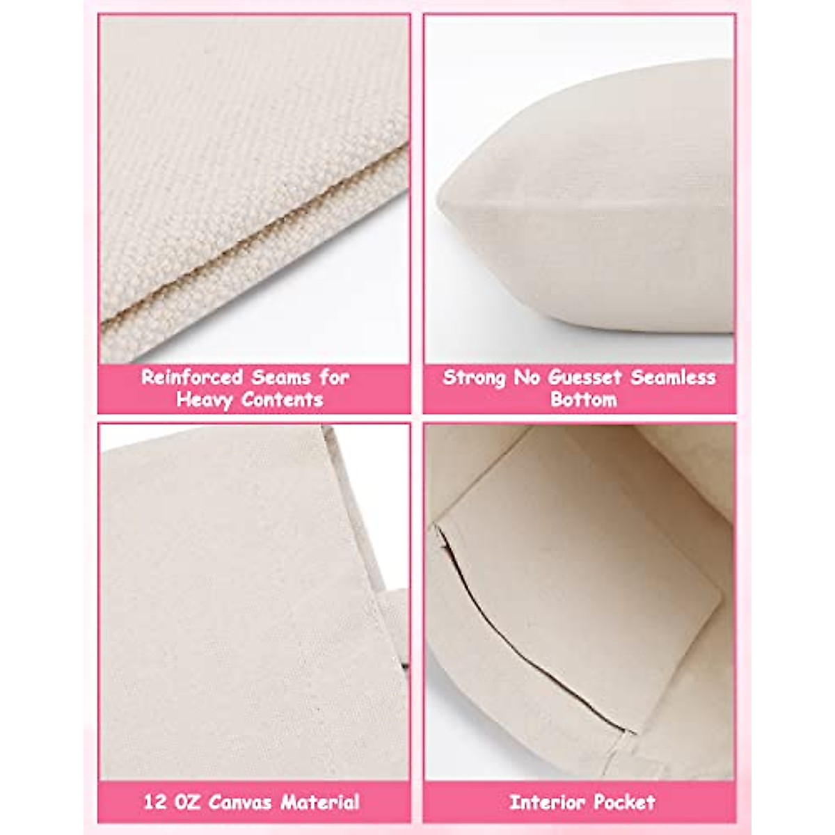 Percozzi 3 Pieces Preppy Canvas Tote Bag Aesthetic Shopping Bags Y2K Hot Pink Shoulder Bags for Supplies Gift