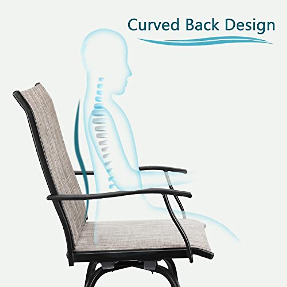 Vipush 2 Piece Swivel Bar Stools Outdoor High Patio Chairs Furniture with All Weather Metal Frame