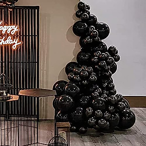 Black Balloons Garland Arch 114 Pack Black Latex Party Baloons In Different Sizes for Halloween,Graduation Party Decorations, Birthday Ballons Anniversary Balloons