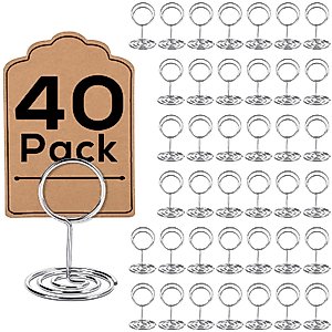 GCTWFYK Place Card Holders, 40pcs Table Number Holders, 2 Inch Mini Picture Holders for Tables, Name Cards Photo Menu Memo Clips Sign, Suitable for Weddings, Birthday Anniversary Parties, Restaurants
