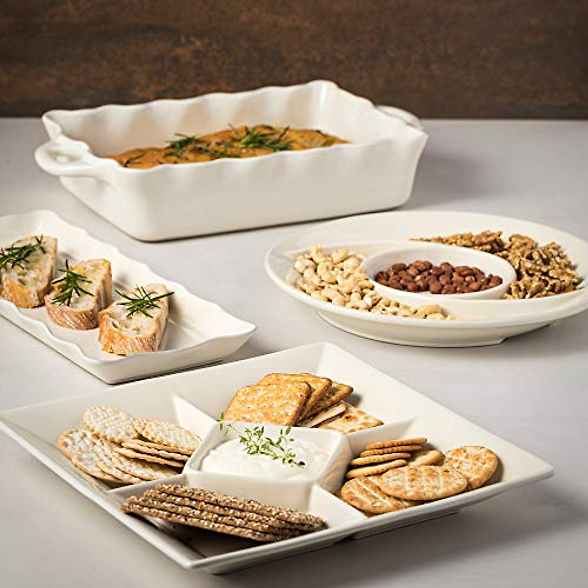 Casafina, Cook & Host collection, Stoneware Serveware, Rectangular tray, white, 17''
