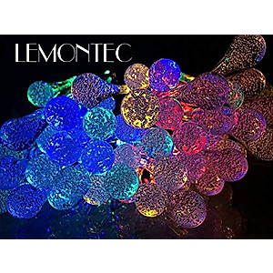 Lemontec 2-Pack Solar String Lights 20 Feet 30 LED Water Drop Solar Fairy Waterproof Lights for Garden, Patio, Yard, Home, Parties, Multi Color