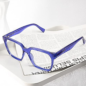 VISOONE Rectangle TR90 Blue Light Blocking Glasses Computer Glasses with Preppy Look for Women and Men Cougar