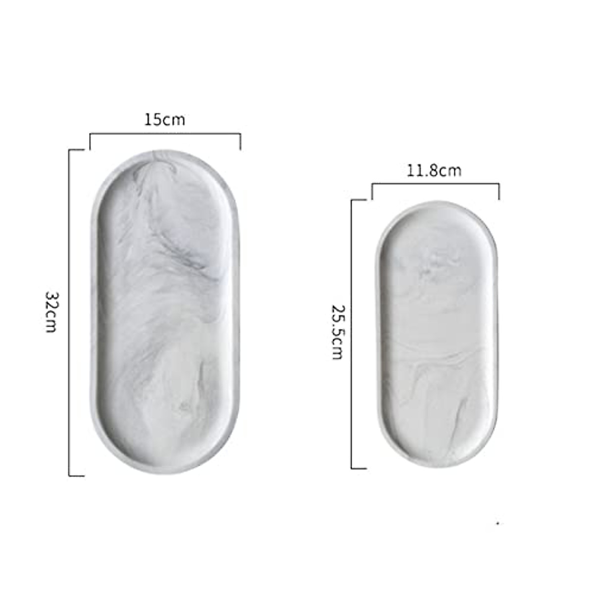 SUSOSU Breakfast Tray White Marble Ceramic Jewelry Storage Tray Oval Ellipse Fruit Tray Decorative Plate Food Dessert Dish Tableware (Size : Large)