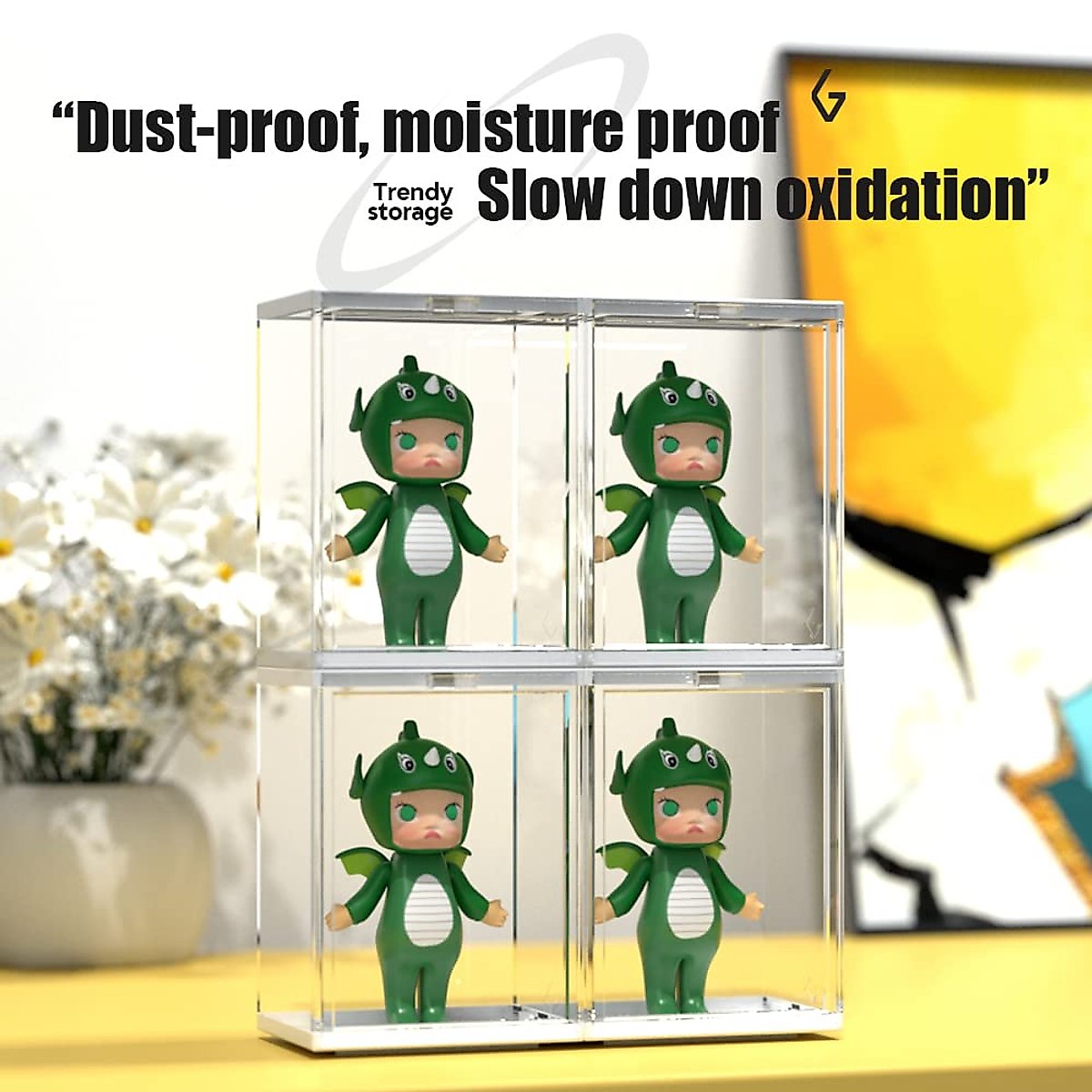GOTO 12pcs Small Clear Display Cases for Blind Box Toy Pop Mart Bearbrick 100 Mini Action Figures Organizer Display Box Container Unit (12, 0.5L/Box)