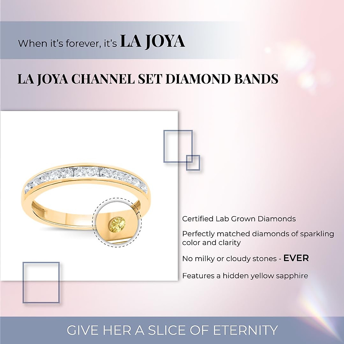 La Joya 1/2 CT TW Certified Lab Created Diamond Rings for Women - Solid 10k Yellow Gold Channel Set Wedding Band, Anniversary Band, Promise Ring And Stackable Band - Women's Ring Size 8.5