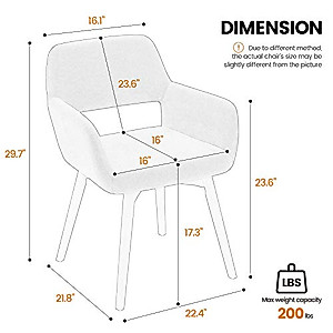 Five stars Furniture Living Room Chairs Set of 2,Small Accent Chair for Vanity,Upholstered Dining Chair for Small Space,Farmhouse Dining Chairs,Desk Chair for Bedroom Yellow