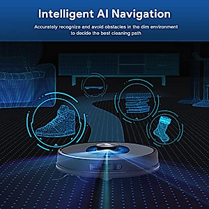 Shellbot Robot Vacuum Cleaner, LiDAR Navigation 4000Pa Robotic and Mop, AI Object Recognition Laser, Multi-Level Mapping, 5200 mAh, 3 in 1, WiFi/App/Alexa, Self Charge Resume Hoover, Gray (SL60)