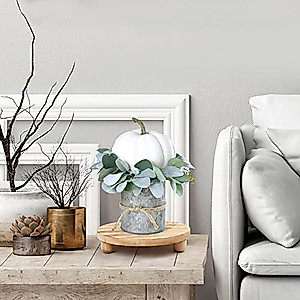 LotFancy Wooden Plant Stool, 2Pack, 10” Low Plant Stand, Round Pot Flower Pedestal Riser Holder for Indoor Outdoor Display