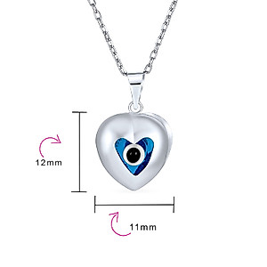Turkish Spiritual Protection Amulet Heart Shaped Moving Floating Evil Eye Charm Pendant Necklace For Women For Teen .925 Sterling Silver