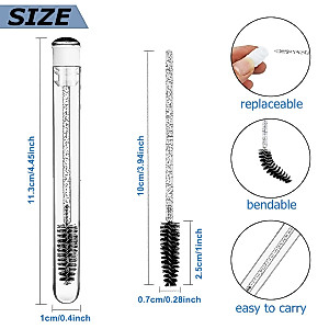 Mascara Wand Brushes Tubes Set-70 Pieces Disposable Eyelash Brushes Replacement with 20 Pieces Empty Container Tubes for Eyelash Extension Lash (Black Eyelash)