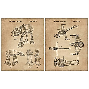 Star Vessels Gifts - Set of 8 Wall Art Prints (8x10) for Men Boys Women Bathroom Bedroom Room Decor Movie Sci Fi Wars Comic-Con Man Cave Garage Retro Reinterpreted Studio Student Decorations