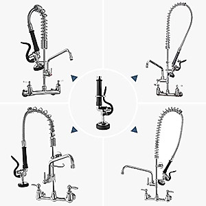 Pre Rinse Sprayer Commercial Sink Sprayer Head,1.42GPM Spray Valve Dish Sprayer Nozzle with Ergonomic Handle, Commercial Faucet Parts for Commercial Kitchen Faucet,Chrome Finished（Black）