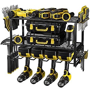 LMAIVE Power Tool Organizers and Storage for Organization, 3 Layers Heavy Duty Metal Drill Holder Wall Mount, Utility Storage Rack for Cordless Drill