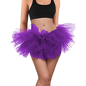 Tutus for Women Adult Tutu Tulle Skirts Costumes for Women 5 Layered Womens Purple Tutu Skirts for Girls Teens Halloween Ballet Minion Sexy Witch Purge Mario Mike Wazowski Sully Cookie Monster Crayon