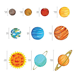 DECOWALL DAT-1501T The Solar System Wall Stickers Wall Decals Peel and Stick Removable Wall Stickers for Kids Nursery Bedroom Living Room