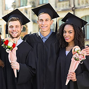 Thenshop 20 Pcs Single Flower Sleeve Love Heart Floral Bouquet Bags Paper Flower Bag Pink Gift Florist Box with Ribbons for Packaging Wrapping Single Rose Flower