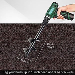 Auger Drill Bit 3" X 10" Flower Bulb Auger Rust Earth Auger Bit Auger Spiral Drill Bit for Planting Bedding Bulbs Seedlings Post or Umbrella Hole Digger for Hex Drive Drill Garden Grass Plug Plant
