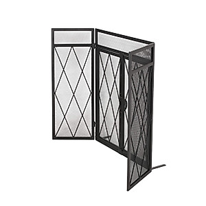 Christopher Knight Home Laurel Iron Folding Fireplace Screen, Matte Black