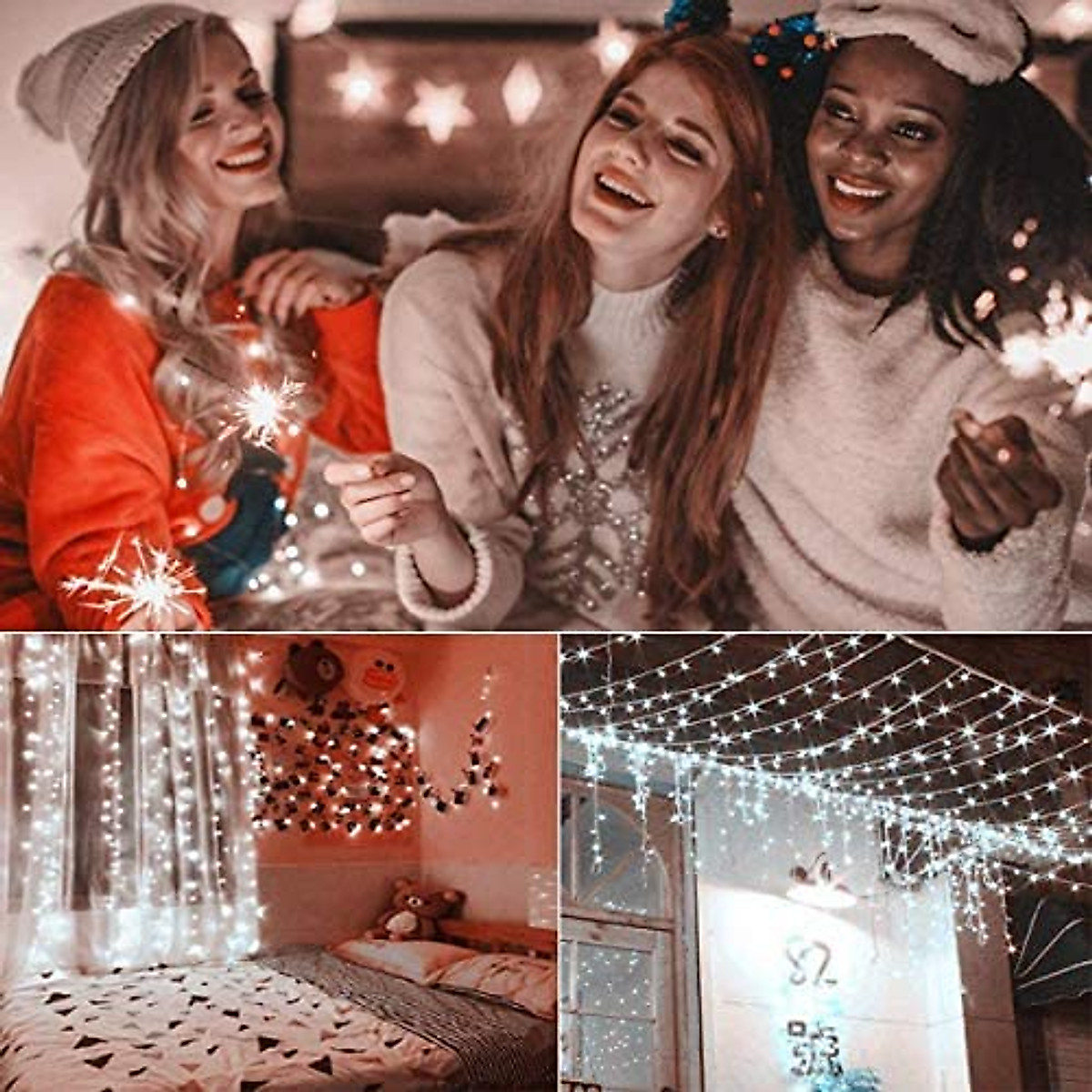 KAILEDI Christmas Lights, 19.6 ft 40 LED Snowflake String Lights Battery Operated, 2 Modes Waterproof Fairy Lights for Xmas Party Garden Patio Bedroom Decor Indoor Outdoor