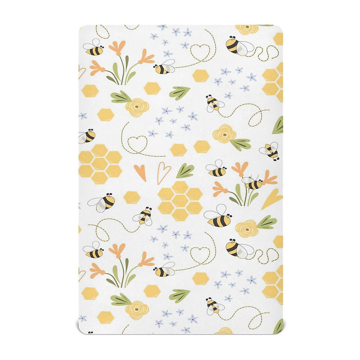 Floral Bee Fitted Crib Sheet for Girls and Boys,Soft Breathable Baby Sheet for Standard Size Crib Mattress 21164184