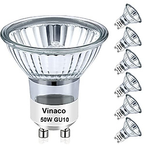 Vinaco GU10 Bulb, 6 Pack Halogen GU10 120V 50W, Dimmable, MR16 GU10 Light Bulb with Long Lasting Lifespan, gu10+c 120v 50w for Track&Recessed Lighting, Gu10 Base Bulb, 50W MR16/FL/GU10