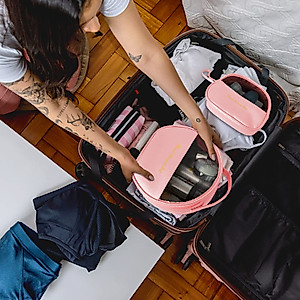 ZIOSINM Makeup Bag set, 3 Pieces Travel Make up Bag with Large Capacity, Clear & Waterproof Cosmetic Bags, Wash Bags Toiletry Bags for Travel (pink)