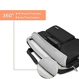 MOSISO Laptop Shoulder Messenger Bag Compatible with MacBook Air/Pro, 13-13.3 inch Notebook, Compatible with MacBook Pro 14 inch, Polyester Briefcase Sleeve with 4 Front Zipper Pockets & Belt,Black