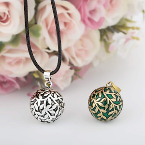 EUDORA Harmony Necklace Pregnancy Vintage Bola Ball Chime Bola Ball Wishing Pendant, Long 30" & 45" Rope for Women