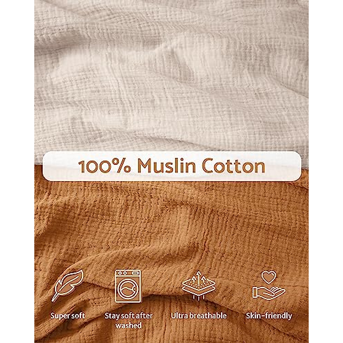 Muslin Changing Pad Cover, Ultra Soft Cotton Diaper Changing Table Covers for Baby Girls Boys, Boho Changing Pad Sheets Neutral, Comfy and Breathable, 2 Pack (Retro Yellow & Beige)