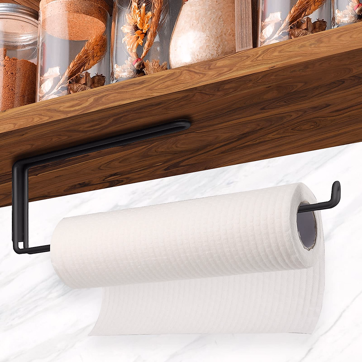 LKKL Paper Towel Holder Countertop, One Hand Tear Kitchen Paper Towel Holder Stand with Sturdy Weighted Base, Standing Paper Towel Roll Holder for Kitchen Bathroom Laundry, Stainless Steel Nickel