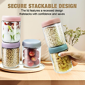 3-Pack 16 oz Glass jars with Airtight Lids, Overnight Oats Containers with Lids, Wide Mouth Mason Jars, Glass Storage Containers with Lids for Fruit, Salad Dressing, Sauce,Cereal,Yogurt,Snacks