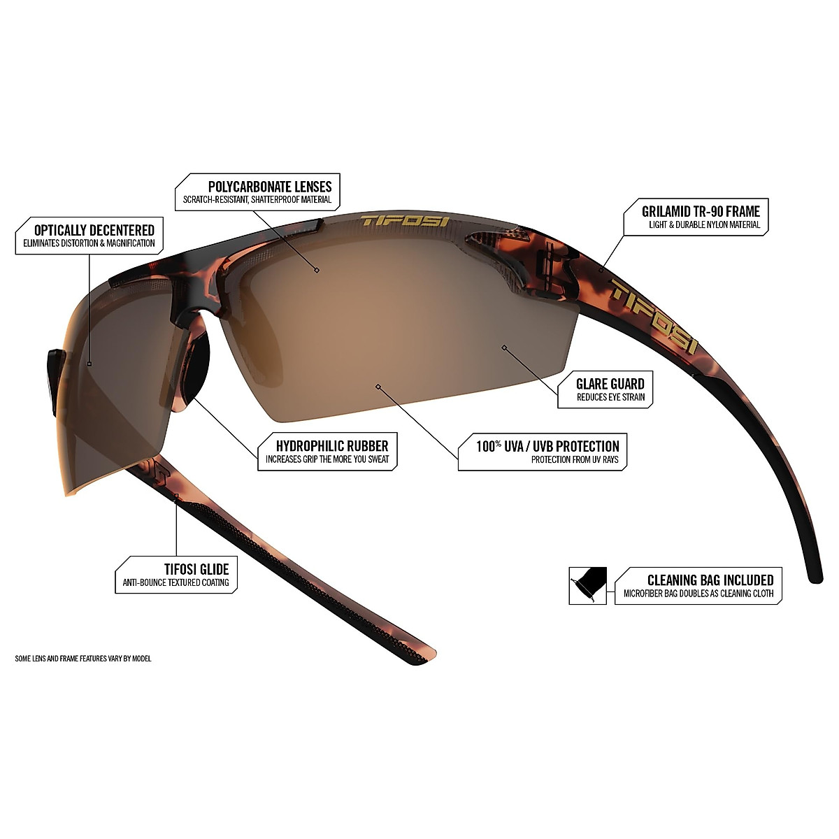 Tifosi Optics Track Sunglasses (White/Black, Smoke Bright Blue)