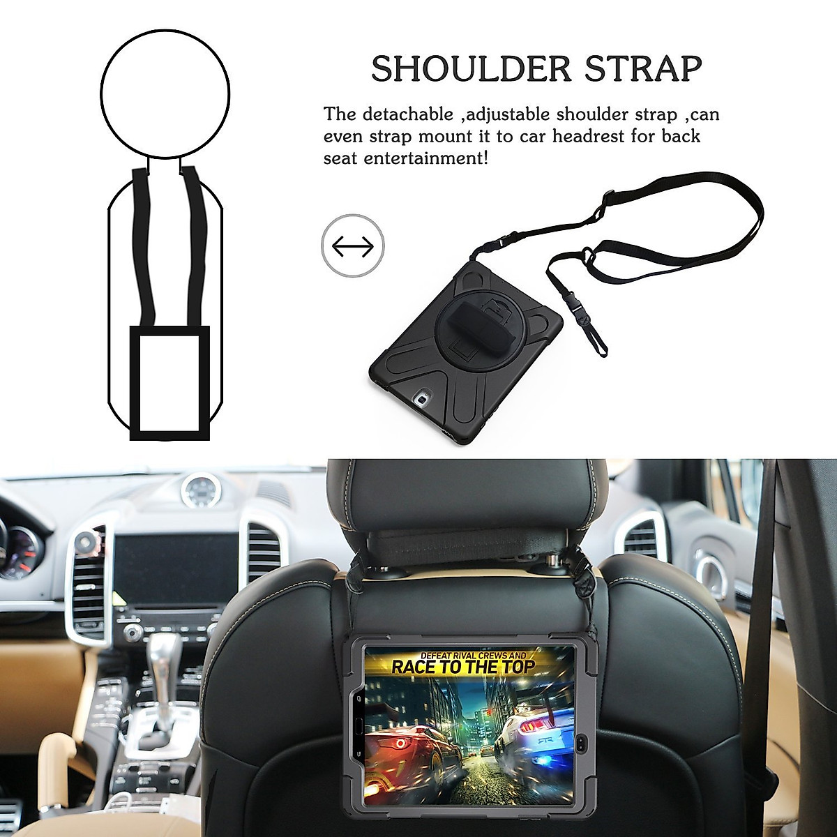 BRAECN for Samsung Galaxy Tab A 9.7 Case, Heavy Duty Shockproof 3-Layer Full Protection Rugged Hybrid Defender Armour for Samsung Tab A 9.7 Inch SM-T550/ P550-Kids Students Workmen Builders Case-Black