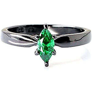 2pc Green Marquise Camo Wedding Ring Set - Black Camo Ring Set - Wedding Rings - Camo Engagement Ring - Cubic Zirconia Wedding Sets - Cz Engagement Rings - Camo Wedding Bands Set (8)