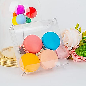 YOZATIA 25PCS Transparent Boxes 4 x 4 x 1.2 inch, Candy Box, Clear Favor Boxes Gift Boxes for Wedding, Party and Baby Shower Favors