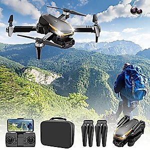 Mini Drone, Foldable Dual 1080P Camera HD Drone, 2.4GHz WiFi Quadcopters with Control, 3-Level Flight Speed, Gravity Control, Rolling 360°, for Adults & Kids Gift