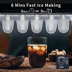 Ice Makers Countertop,9 Cubes Ready in 6 Mins,26lbs of Bullet-Shaped Ice in 24Hrs,Self-Cleaning Ice Machine with Ice Shovel and Basket,Portable Ice Maker Machine for Home Kitchen Office Bar Party