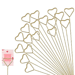 YUXIANLB Floral Card Holder Heart Metal Card Clip Stand Flower Bouquet Accessories 20Pcs Floral Supplies Photo Love Clip Sticks for Wedding Birthday Cake Party Table Number Menu Note Memo Arrangement