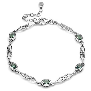 Silvershake Simulated Color Change Alexandrite 925 Sterling Silver Celtic Knot 7.25 to 8.75 Inch Adjustable Bracelet